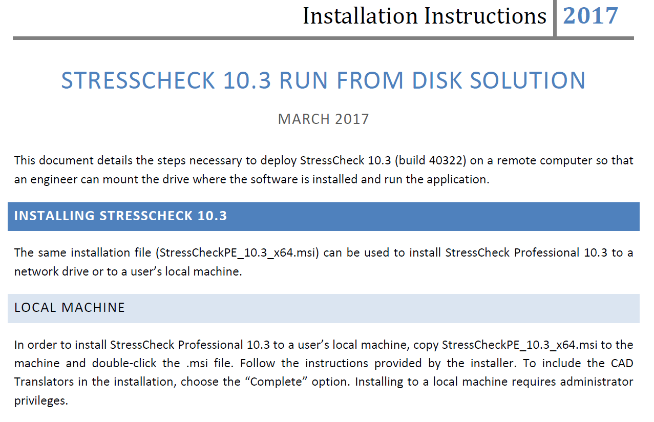 StressCheck Professional Run from Disk Installation Guide - ESRD