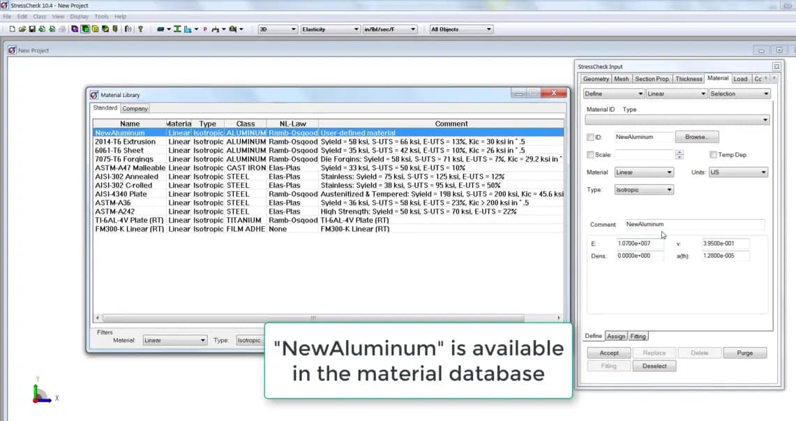 StressCheck Tutorial: Expanding the Material Property Database - ESRD