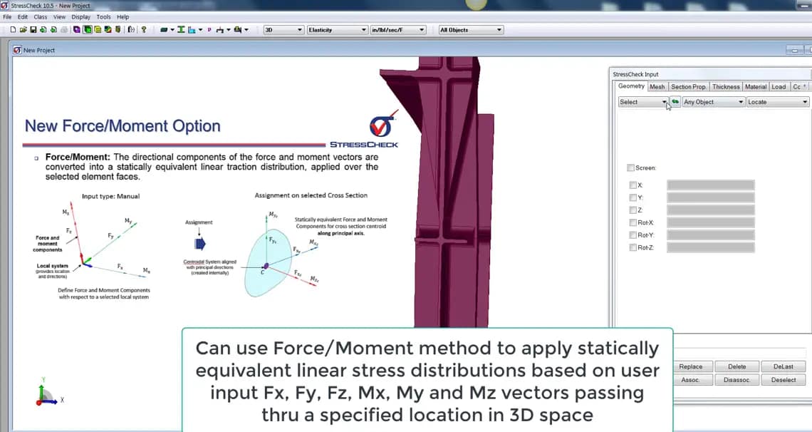 StressCheck Tutorial: Usage of the Force/Moment Method for Arbitrary Cross Sections - ESRD