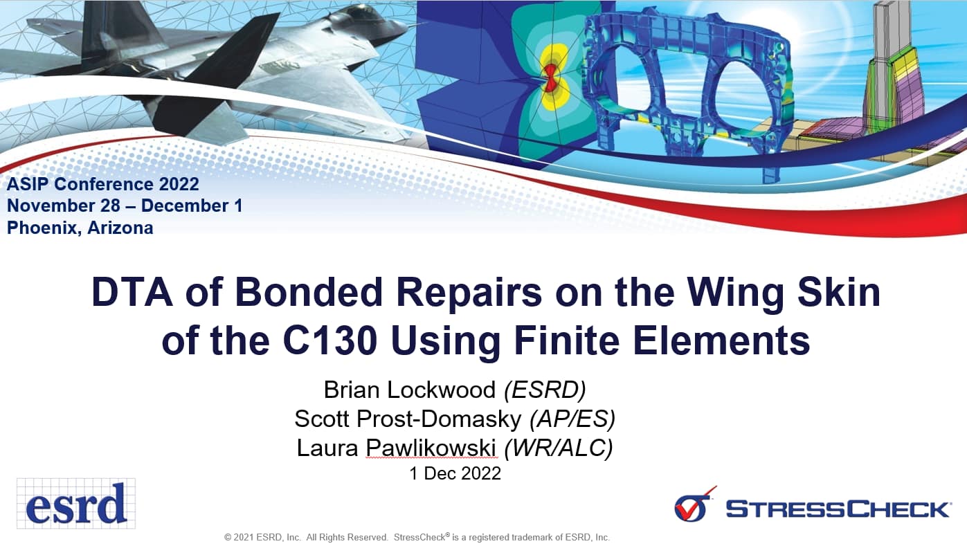 DTA of Bonded Repairs on the Wing Skin of the C130 Using Finite Elements - ESRD