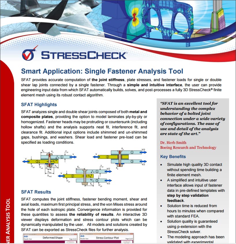Single Fastener Analysis Tool Product Brief - ESRD
