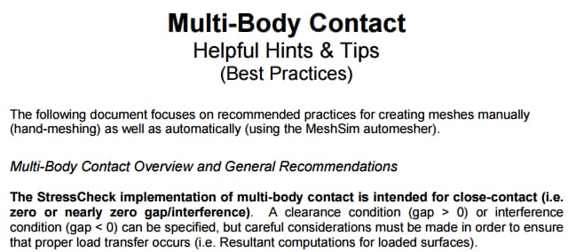Helpful Hints and Tips: Multi-Body Contact Overview and General ...