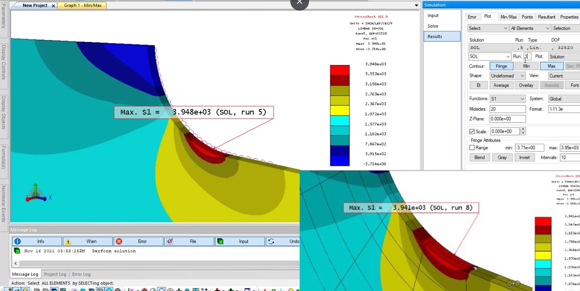 StressCheck Demo: Comparing Manual Mesh and Automesh Results for a 3D Stepped Specimen - ESRD