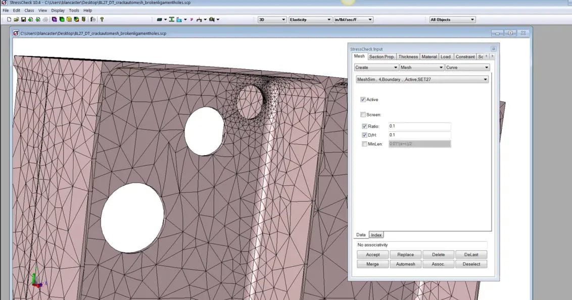StressCheck Tutorial: Extending an Elliptical Crack and Updating Mesh Assignments - ESRD