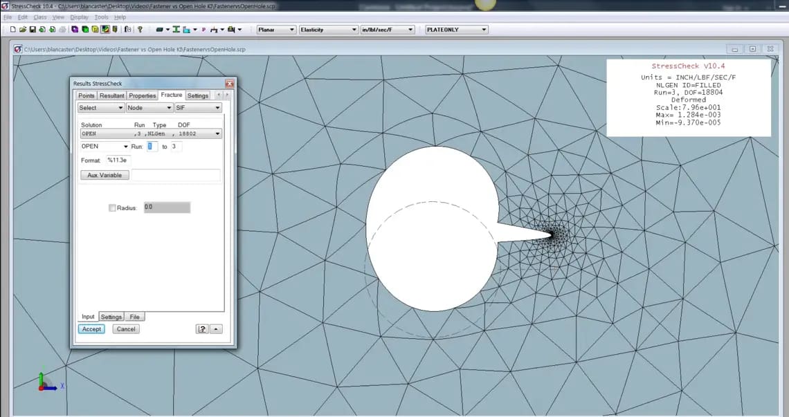 StressCheck Tutorial: 2D Bearing + Bypass Loaded Plate - Filled vs Open Offset Hole SIF's - ESRD