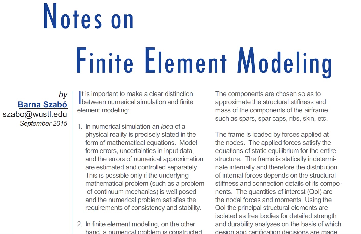 Notes On Finite Element Modeling Esrd